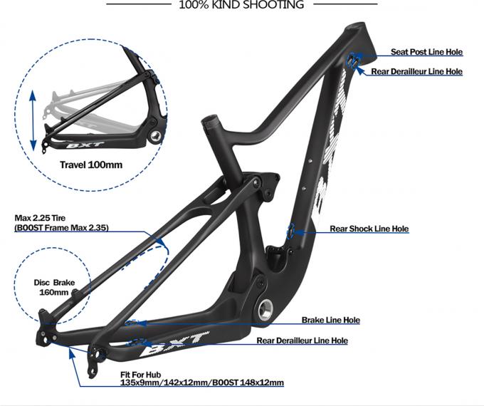 XC Full Suspension Carbon Fatbike Frame Dual Disc Brake 29er Boost Thru ...
