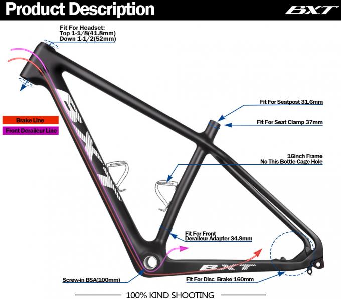 26 Full Carbon Fiber Mountain Bicycle Frame Snow Fat Bike Frameset