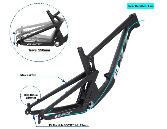 Full Suspension Hardtail Mountain Bike Carbon Frame MTB Frame 29 Boost
