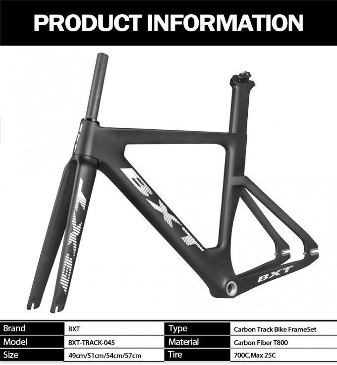 Toray T1000 Carbon Fiber Bike Frame 700C Fixed Gear Racing Road Frameset